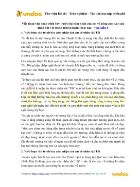 Viet doan van hoac trinh bay truoc lop cam nhan cua em ve dong cam xuc cua nhan vat toi trong truyen