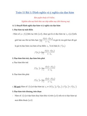 Toan 11 bai 1 dao ham va y nghia cua dao ham