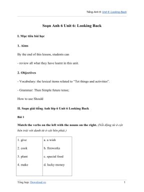 Unit 6 lop 6 looking back ket noi tri thuc