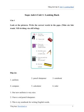 Unit 1 lop 6 looking back ket noi tri thuc