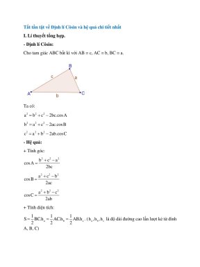 Tat tan tat ve dinh li cosin va he qua chi tiet nhat toan lop 10