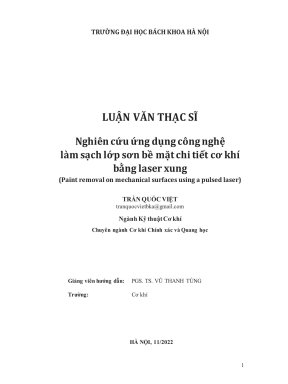 Nghiên cứu ứng dụng công nghệ làm sạch lớp sơn bề mặt chi tiết cơ khí ...