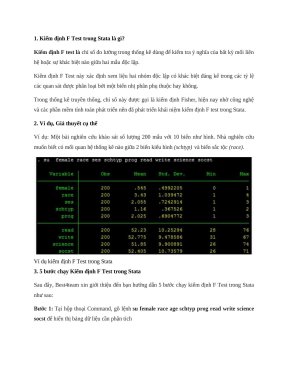Kiểm định f test trong stata
