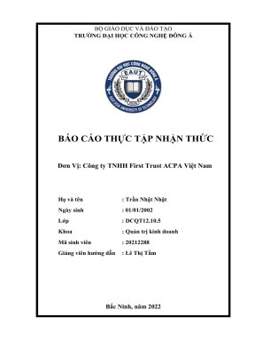 Báo cáo thực tập nhận thức đơn vị công ty tnhh first trust acpa việt nam