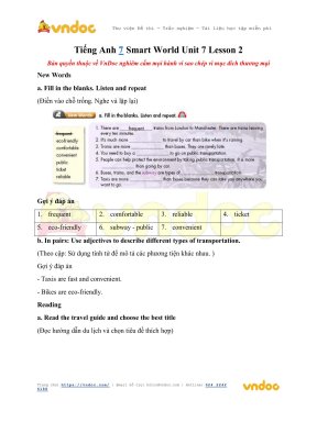 Tiếng Anh 7 Smart World Unit 7 Lesson 2