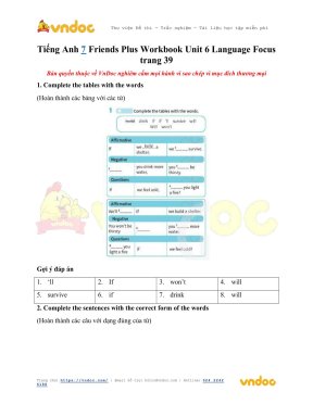 Tiếng Anh 7 Friends Plus Workbook Unit 6 Language Focus trang 39