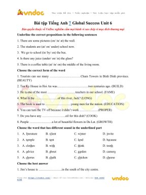 Bài tập Tiếng Anh 7 Global Success Unit 6