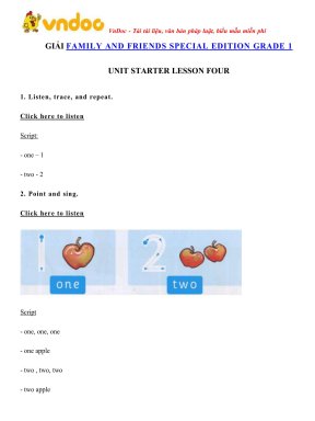 Giải Family and Friends Special Edition Grade 1 Unit starter Lesson Four