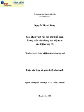 Giải pháp vượt rào cản phi thuế quan trong xuất khẩu hàng hoá việt nam vào thị trường eu