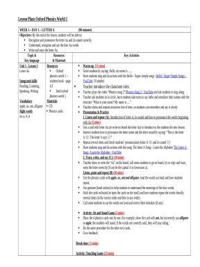 Giáo án lesson plan Oxford Phonics World 1