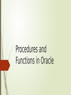 Procedures and functions in oracle