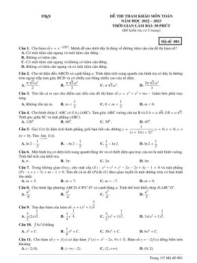 Đề thi tham khảo môn toán (863)