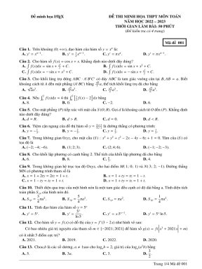Đề thi minh họa thpt môn toán (666)