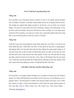 Gioi thieu vinh ha long bang tieng anh