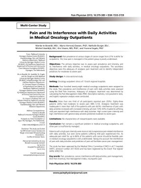 Pain and Its Interference with Daily Activities in Medical Oncology ...