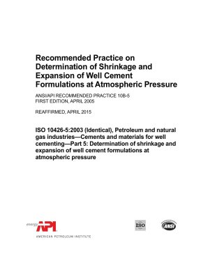 Ansi api rp 10b 5 2005 (2015) (american petroleum institute)