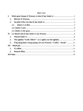 Tâm lý học hành vi của John Broadus Watson - Tài liệu text