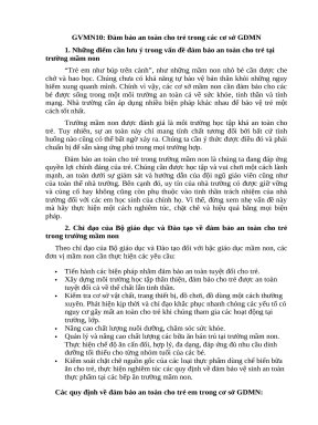 BÀI THU HOẠCH GVMN10: Đảm bảo an toàn cho trẻ trong các cơ sở GGMN