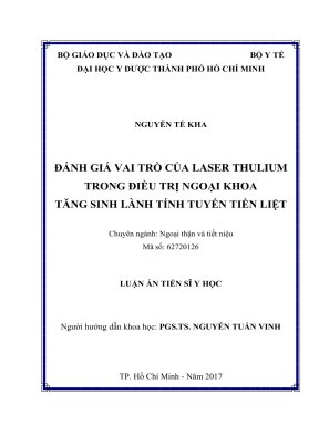 Luận Án Tiến Sĩ Đánh Giá Vai Trò Của Laser Thulium Trong Điều Trị Ngoại ...