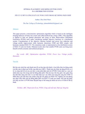 Optimal placement and sizing of PVDG Units in a distribution system