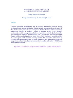 The empirical study about e-CRM: a case study of Viet Nam airlines