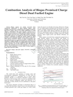 Combustion Analysis of Biogas Premixed Charge Diesel Dual Fuelled Engine