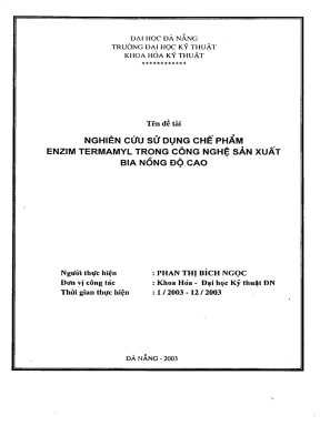Nghiên cứu sử dụng chế phẩm enzim termamyl trong công nghệ sản xuất bia ...
