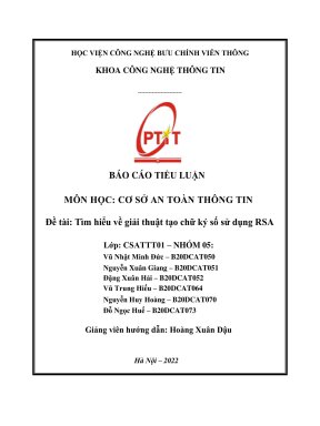 Chữ ký số RSA CSATTT PTIT.Pdf