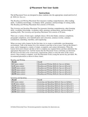 Q2E placement test user guide
