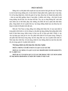 Sự vận dụng quy luật giá trị trong việc xây dựng kinh tế thị trường định hướng xã hội chủ nghĩa ...