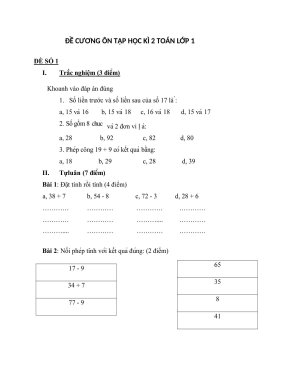 De cuong on tap hoc ki 2 toan lop 1 de cuong on tap hoc ki 2 toan lop 1