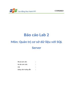 Quản trị cơ sở dữ liệu với SQL SERVER LAB2