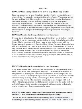 Writing b1.1, writing topics