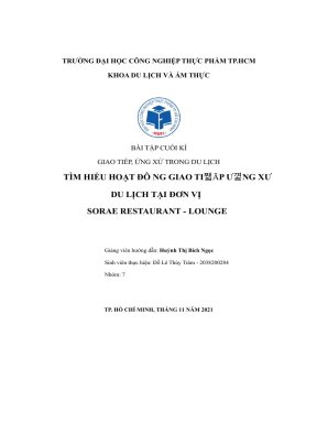 Giao tiếp, ứng xử trong du lịch t m hi u hoạt đô ng giao ti쨃āp ư꼁ng xư du lịch tại đơn vị sorae