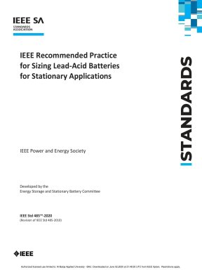 Ieee std 485 2020 recommended practice for sizing lead acid batteries
