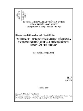 Luận Văn Nghiên Cứu Áp Dụng Tin Sinh Học Để Quản Lý An Toàn Sinh Học Sinh Vật Biến Đổi Gen Và ...
