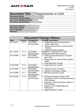 Autosar SRS CAN Specifications