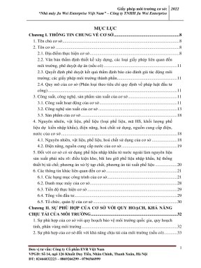 Giấy phép môi trường cơ sở: “Nhà máy Ju Wei Enterprise Việt Nam” – Công ...