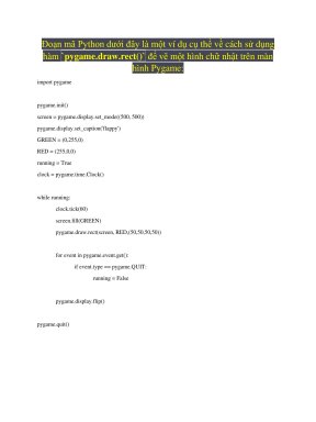 Tạo hình vuông trong chương trình pygame