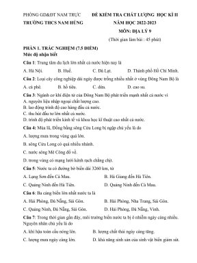 De thi hoc ki 2 mon dia li lop 9 nam 2022 2023 co dap an truong thcs ...