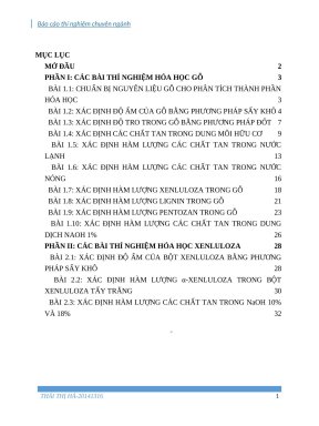 Báo cáo thí nghiệm hoá học gỗ xenluloza