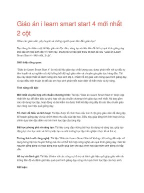 Giáo án i learn smart start 4 mới nhất 2 cột
