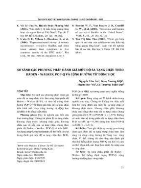 SO SÁNH CÁC PHƯƠNG PHÁP ĐÁNH GIÁ MỨC ĐỘ SA TẠNG CHẬU THEO BADEN ...