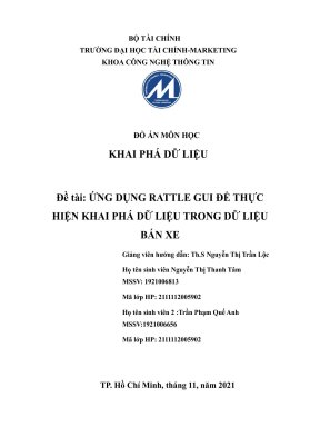 đồ án môn học khai phá dữ liệu ứng dụng rattle gui để thực hiện khai ...