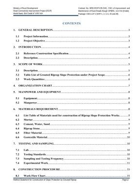 Method statement for construction of slope protection by grouted riprap ...
