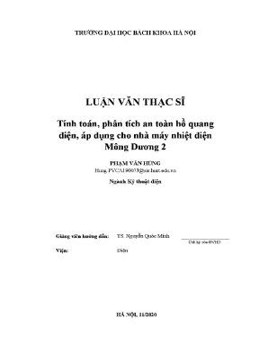 Luận văn tính toán phân tích an toàn hồ quang Điện Áp dụng cho nhà máy ...